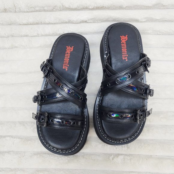 Demonia | Shoes | Emily 02 Platform Bat Buckle Slip On Goth Sandals ...